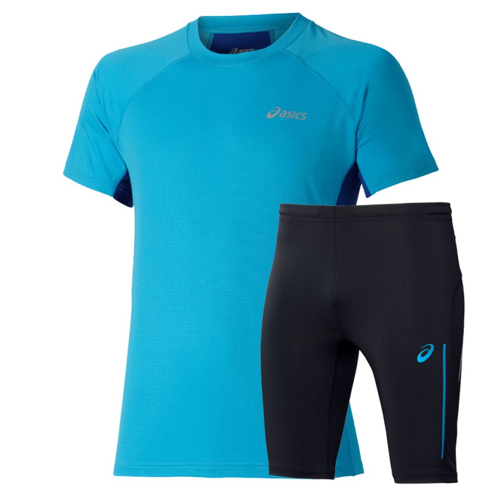 Asics set 2-delig Atomic blue/black heren kopen – Heren