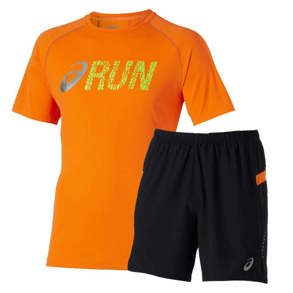 Asics set 2-delige Run neon orange/black heren kopen – Heren